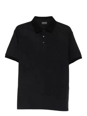 Emporio Armani Textured Polo Shirt - Black