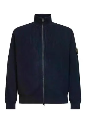 Stone Island Ribbed Stand-collar Cardigan - Blue