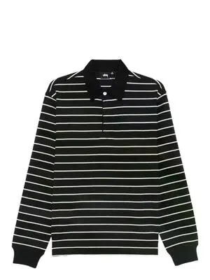 StÜssy Striped Long-sleeve Polo Shirt - Black