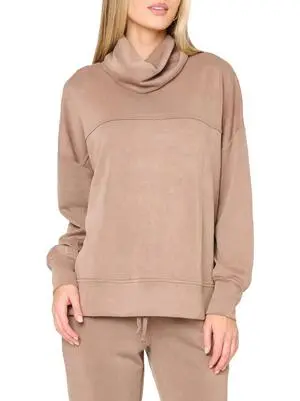 GIBSONLOOK Cowl Neck Long Sleeve Sweatshirt Dark Taupe