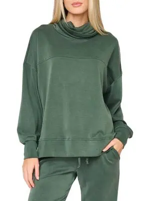 GIBSONLOOK Cowl Neck Long Sleeve Sweatshirt Hunter Green