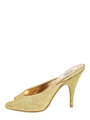 Moschino Glitter Peep-toe Mules - Gold