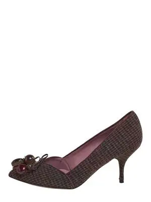 Miu Miu Houndstooth Enamel Pumps - Brown