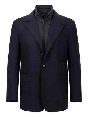 Boggi Milano Single-breasted Blazer With Removable Gilet - Blue