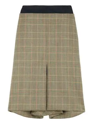 Alexander McQueen Wool Checkered Midi Skirt - White