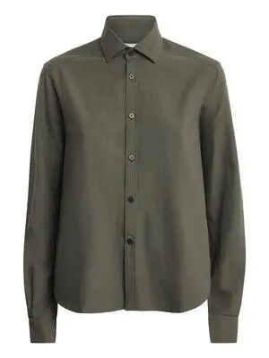 WITH NOTHING UNDERNEATH Cotton-wool Classic Shirt - Green