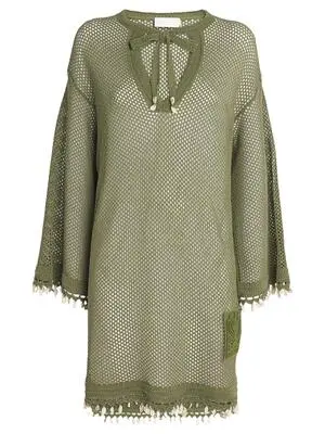 Zimmermann Embellished Mini Tunic Dress - Green