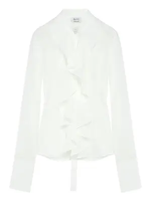 Alexander McQueen Silk Ruffle Blouse - Nude