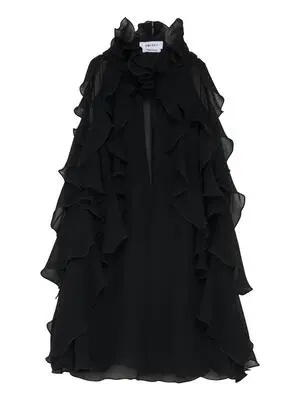 Alexander McQueen Silk Ruffled Top - Black
