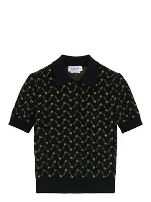 Alexander McQueen Floral Jacquard Polo Shirt - Black