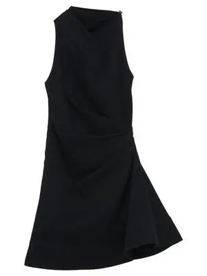 Alexander McQueen Cotton Asymmetric Mini Dress - Black