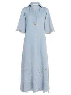 Zimmermann Cotton Embroidered Midi Dress - Blue