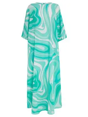 Emilio Pucci Cotton Marmo Maxi Kaftan - Blue