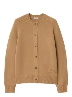 Burberry Cashmere Cardigan With Ekd Patch - Beige