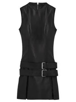 Alexander McQueen Leather Double Belt Mini Dress - Black