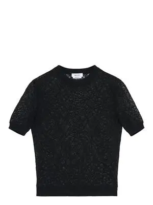 Alexander McQueen Cotton-silk Lace Top - Black