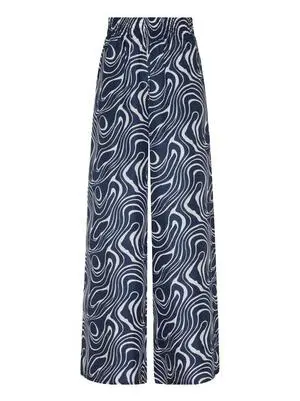 Vilebrequin Printed Silk Wide-leg Pants - Blue