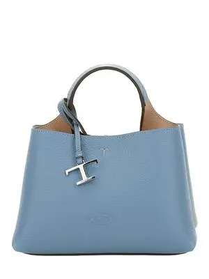 TOD'S Mini Leather Shopper - Sky Blue