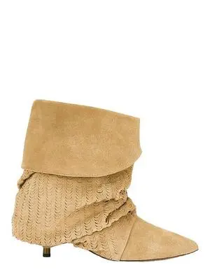 Isabel Marant Étoile Edrik Suede Kitten Heel Pointed Toe Boots - Beige