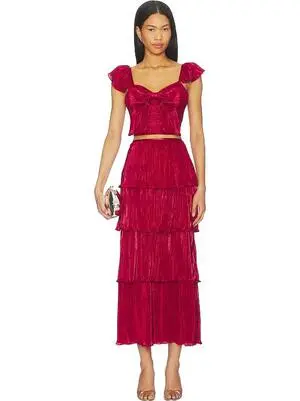 Saylor Everlee Set In Metallic Plisse Fabric - Red