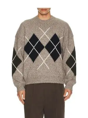 REISS Argyle Knit Jumper - Grey