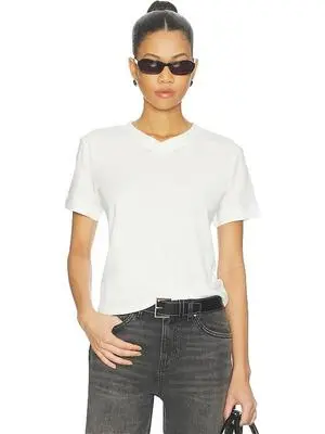 EB DENIM Henry V Neck Tee - White