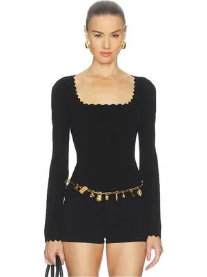 Cult Gaia Ribbed Square Neck Top - Black