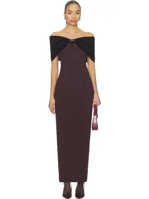 SONYA MODA Sonya Moda Off-the-Shoulder Maxi Dress Brown
