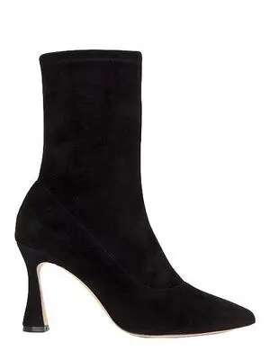 L'Agence Severine Stretch Suede Ankle Boots With Stiletto Heel - Black