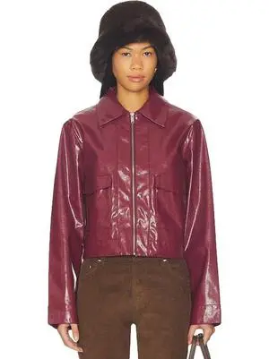 Superdown Faux Leather Cropped Jacket - Wine
