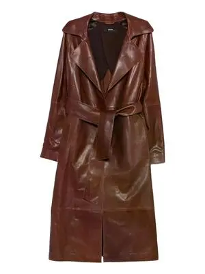 ARMA Yava Leather Trench Coat - Brown