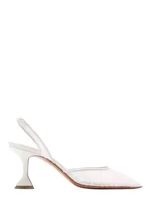 Amina Muaddi Holli Polka-dot Slingback Pumps - White