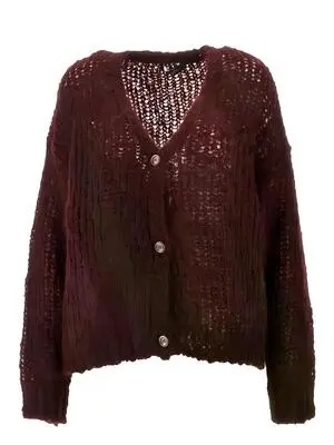 Max Mara Button Knit Cardigan - Red