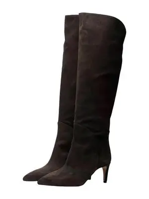 POCHE PARIS Pointed-toe Knee-high Boots - Brown