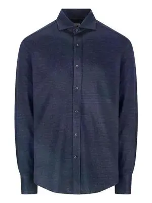 BRUNELLO CUCINELLI Linen And Cotton Mélange Jersey Shirt With Spread Collar