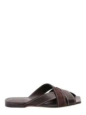 TOD'S Cross-straps Flat Sandals - Brown