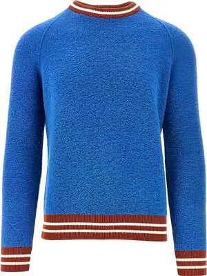 GALLIA Striped Round-neck Sweater - Blue