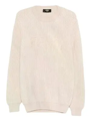 Fendi Logo-embroidered Sweater - Neutrals