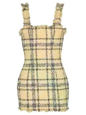 Balmain Tweed Mini Dress - Yellow