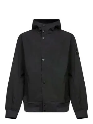 Stone Island Hooded Zip-up Jacket - Black
