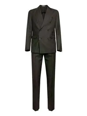 Tagliatore Jacquard Double-breasted Suit - Brown