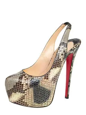 CHRISTIAN LOUBOUTIN Daffodile Snakeskin Pumps - Brown