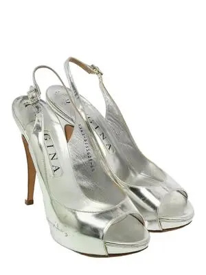 GINA 120mm Slingback Heeled Sandals - Grey