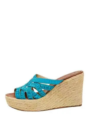 CHRISTIAN LOUBOUTIN 110mm Espadrille Wedge Sandals - Blue
