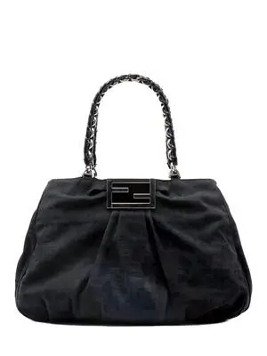 Fendi 2000-2010 Zucca Canvas Mia Chain Tote Bag - Black