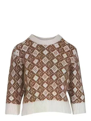 DOROTHEE SCHUMACHER Argyle Crew Neck Sweater