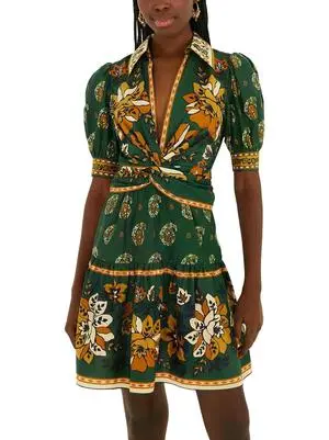 Farm Rio Ayla Floral-print Mini Dress - Green