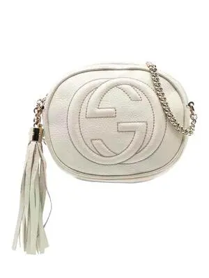 Gucci Mini Pebbled Calfskin Soho Chain Crossbody Bag - White
