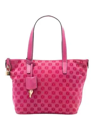 Loewe 2010 Anagram Canvas Tote Bag - Pink
