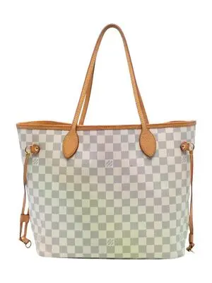 LOUIS VUITTON Damier Azur Neverfull Mm Tote Bag - White